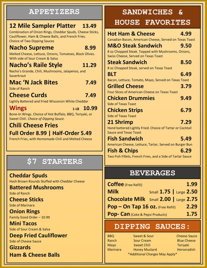 Menu - 12 Mile Tavern